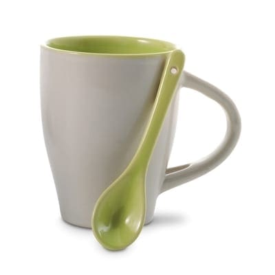Coffee Porcelain mug with spoon 300ml V5269 | Corporate Gifts Malta